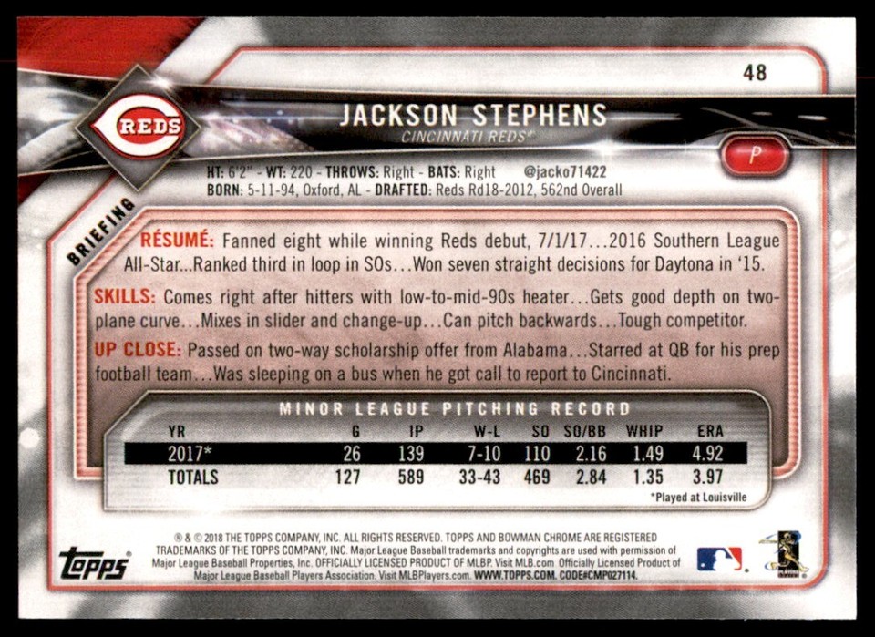 2018 Bowman Jackson Stephens F Baseball Cards #48 | eBay