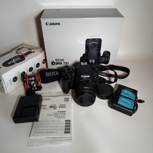 Canon EOS Rebel T8i 24.1MP DSLR Camera 18-55mm Lens + RODE Mic ...