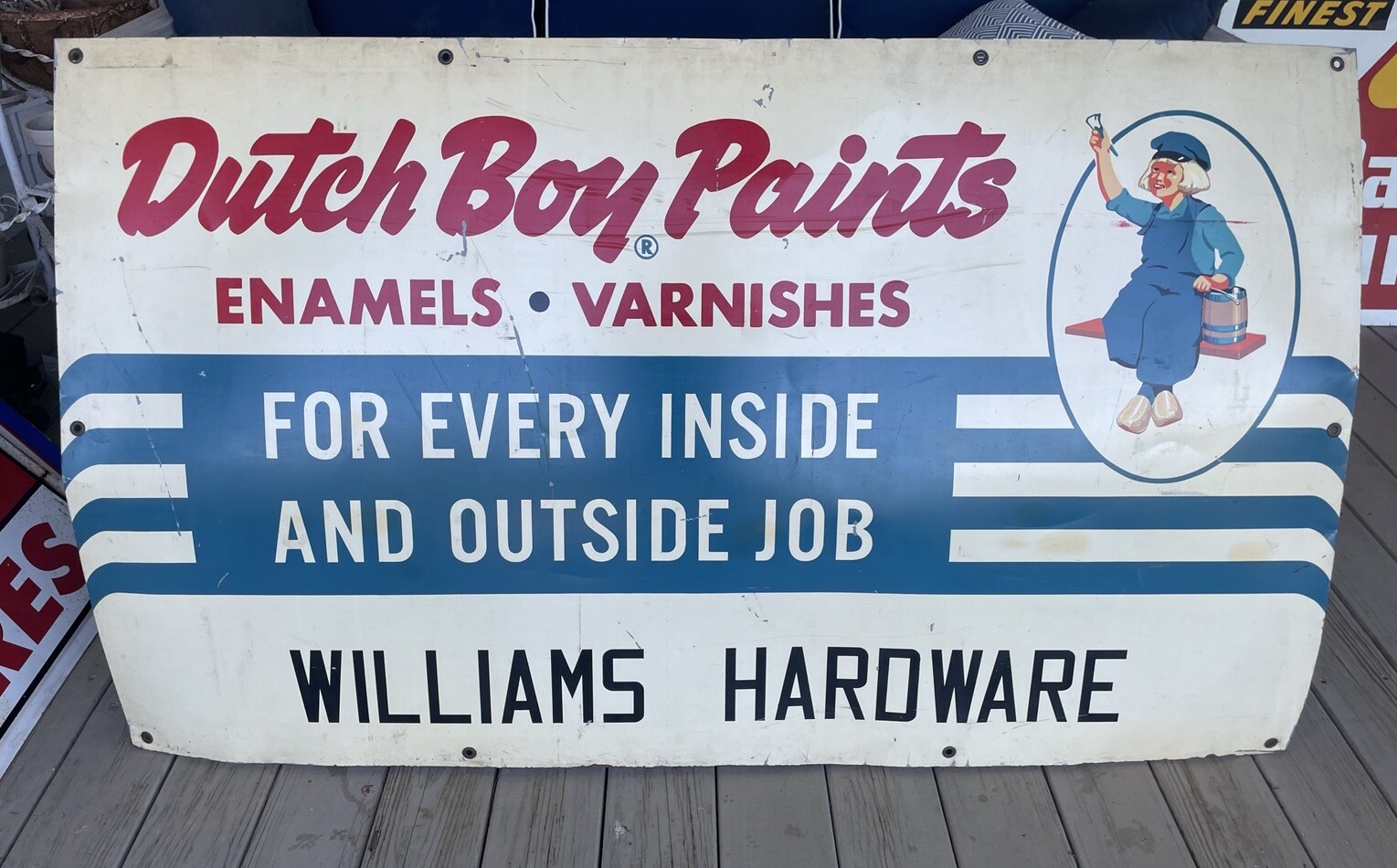 Vintage Dutch Boy Paints Sign Williams Hardware Large | eBay