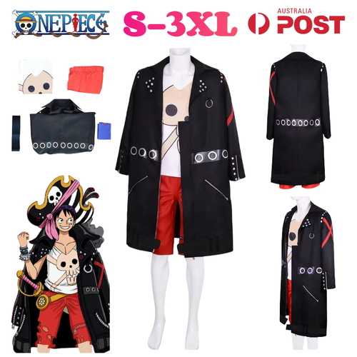 ONE PIECE Luffy Cosplay Costume Anime Coat Full Set Outfits Halloween ...