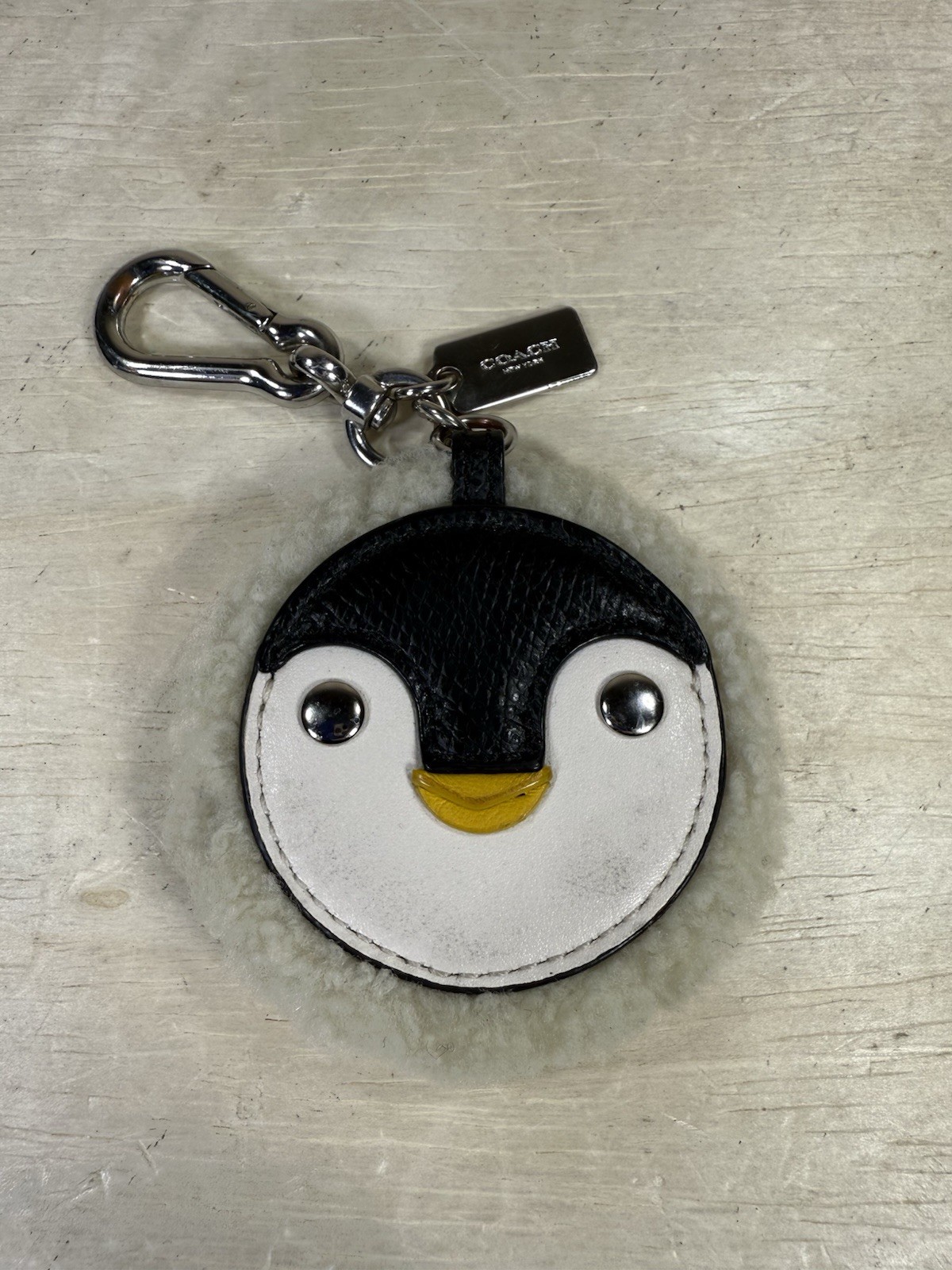 Coach Designer Penguin Shearling Leather Bag Charm Ke… - Gem