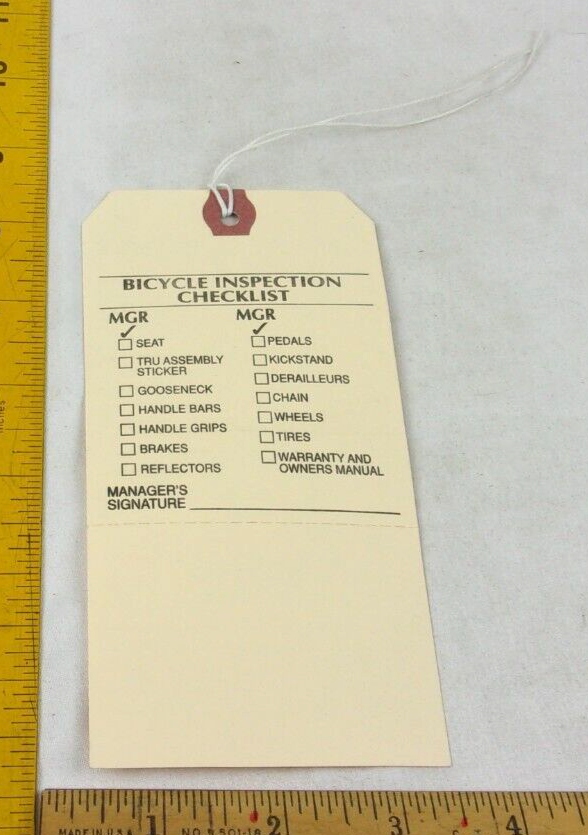 Toys R Us bicycle repair tag unused VINTAGE 1970s toy store | eBay