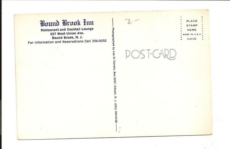 Bound Brook, NJ Bound Brook Inn 1960 Chrome Post Card | eBay