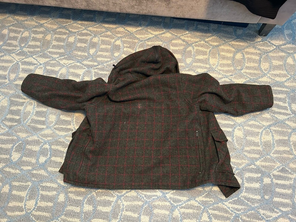 Johnson Woolen Mills Hunting Wool Jacket Coat 52 2XL Hooded Plaid ...