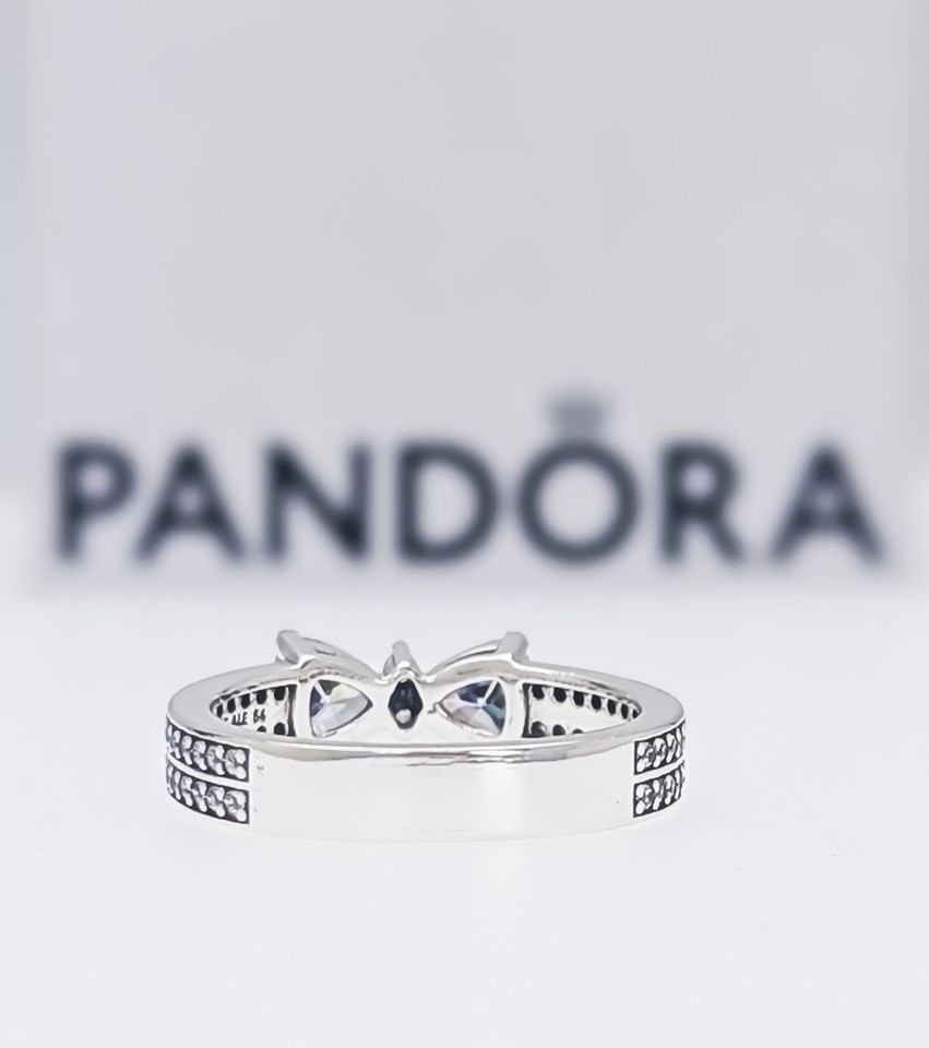 New 100% Authentic PANDORA 925 Ale Sparkling Bow Double Row Ring ...