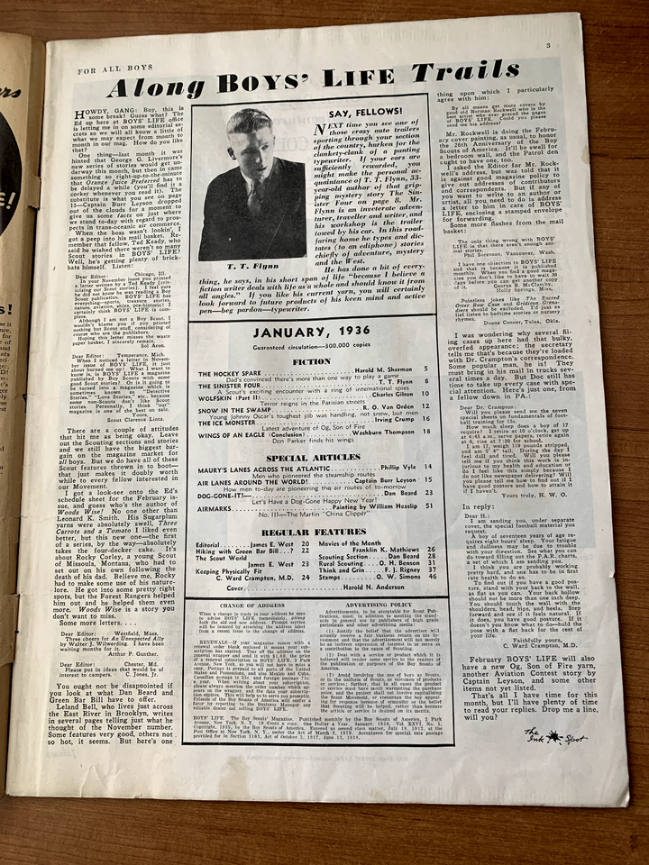 Vintage Boys Life magazine January 1936 with Dartmouth ski jumper on ...