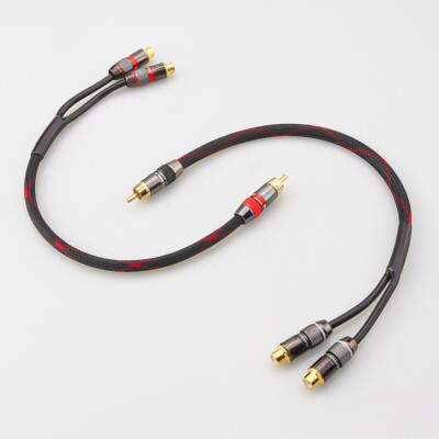 2 x PRO 20cm RCA PHONO Y SPLITTER CABLE 1 Male to 2 x Female CAR AMP ...