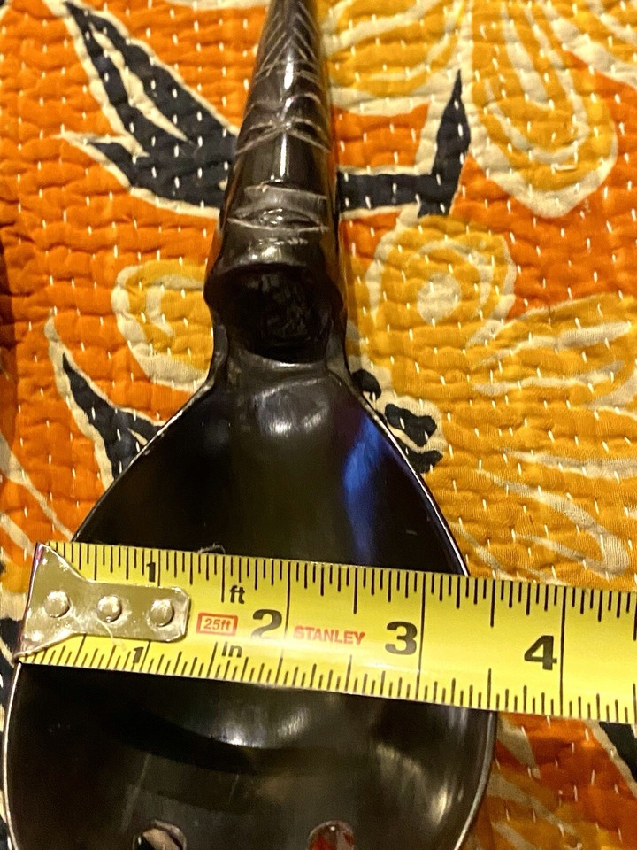 2 Vtg Native American Hand-Carved HORN SPOONS/ LADLES 9-1/2" Water ...