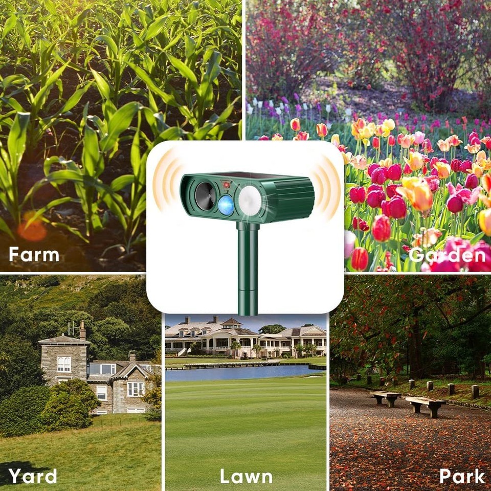 Solar Powered Ultrasonic Pest Bird Crow Animal Repeller Repellent ...