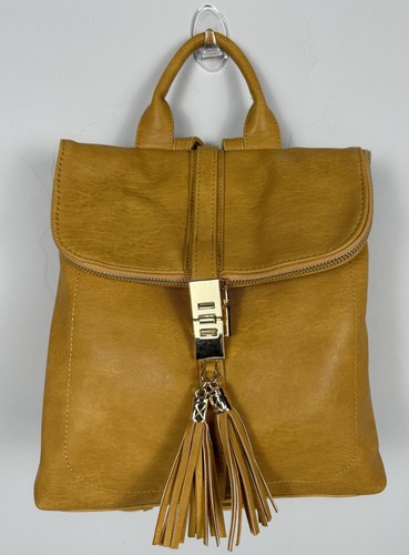 Miztique The Diana Mustard Yellow Vegan Leather Top Flap Backpack With ...