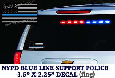 2 Flags Police Thin Blue Line Officers DECALS Sticker Subdued American ...