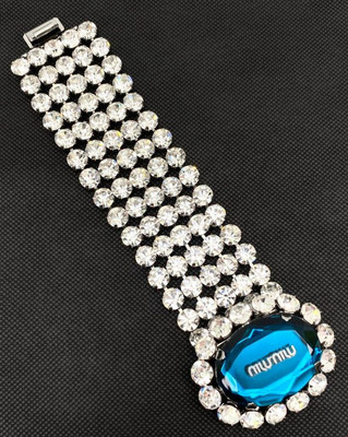Miu Miu Blue Rhinestone Glass Bracelet 17cm 6.69" with Box Statement ...