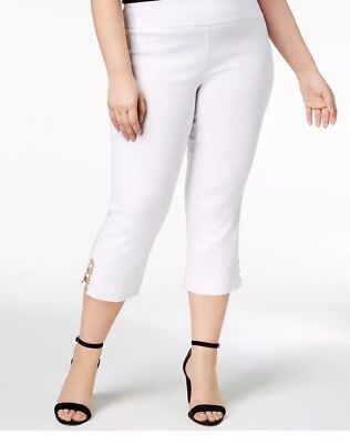 JM COLLECTION Comfort Waistband Capri In Bright White Summer Pants ...