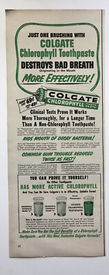 1953 Colgate Chlorophyll Toothpaste Vintage Print Ad Destroys Bad ...