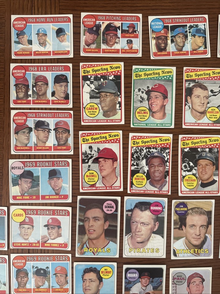 LOT OF (185) 1969 TOPPS VINTAGE BASEBALL CARDS STARS ROOKIES GIBSON ...