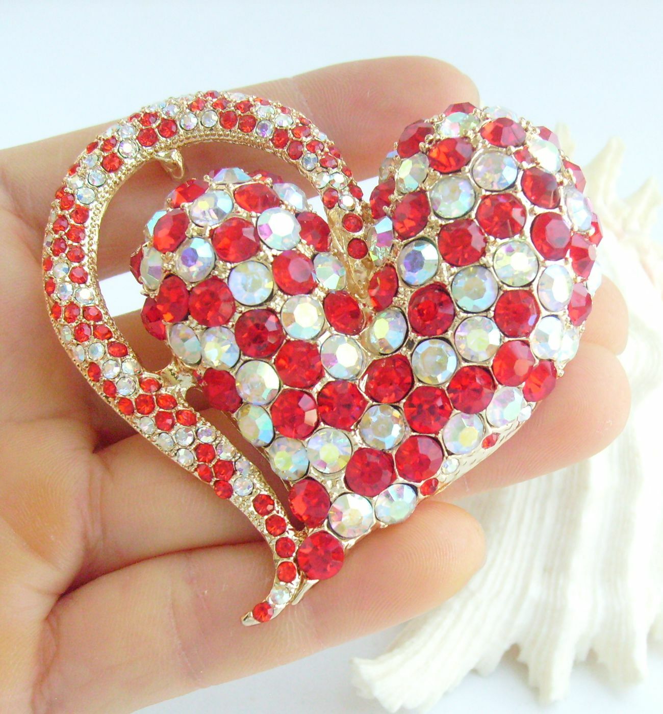 Sweet Love Heart Brooch Pin Pendant Rhinestone Crystal EE04817 | eBay