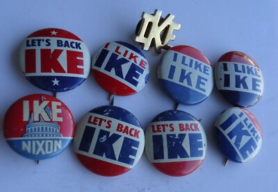 Group Original Political Pinback Buttons IKE Eisenhower / Like Ike ...