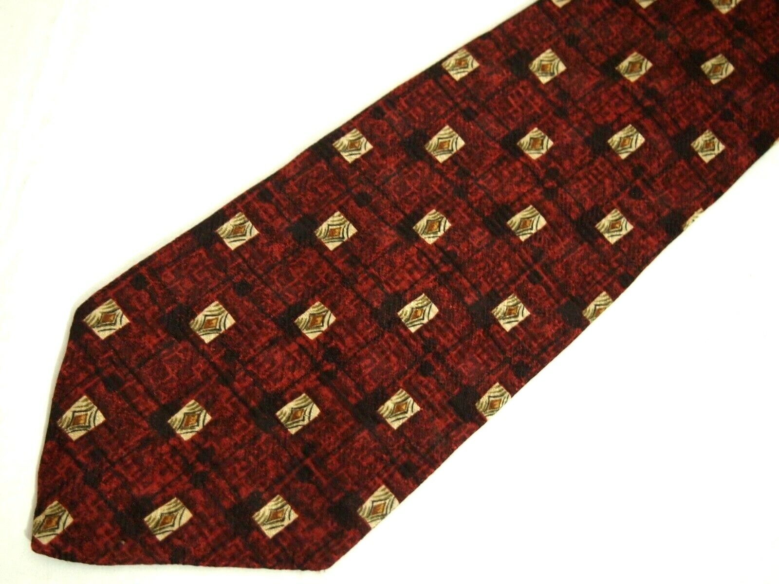 Robert Talbott Studio Mens Necktie Tie Burgundy Red Geometric Wide Silk 59" | eBay