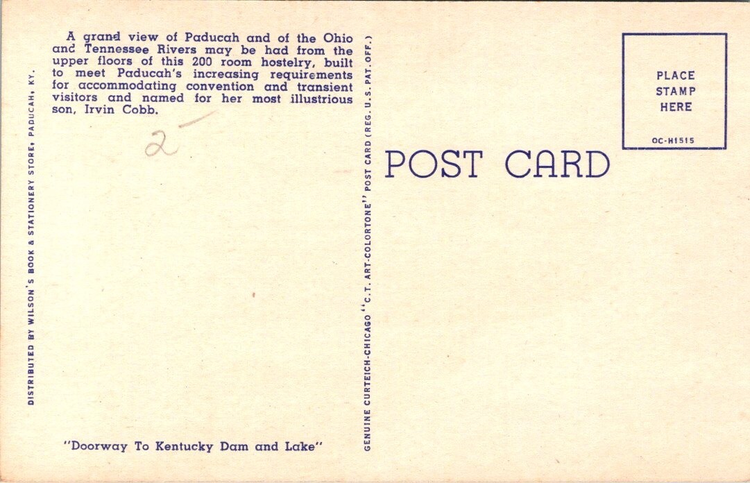 Hotel Irvin Cobb Paducah, Kentucky KY McCracken County Linen Postcard ...