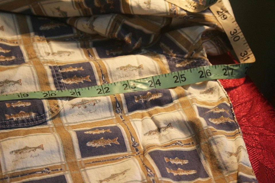 Woolrich Shirt Fish Fishing Pole Checkerboard Pattern Long Sleeve ...