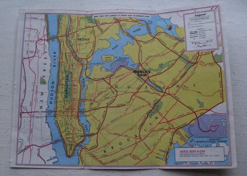 Hertz Rent A Car 1964 World's Fair Map B23 | eBay