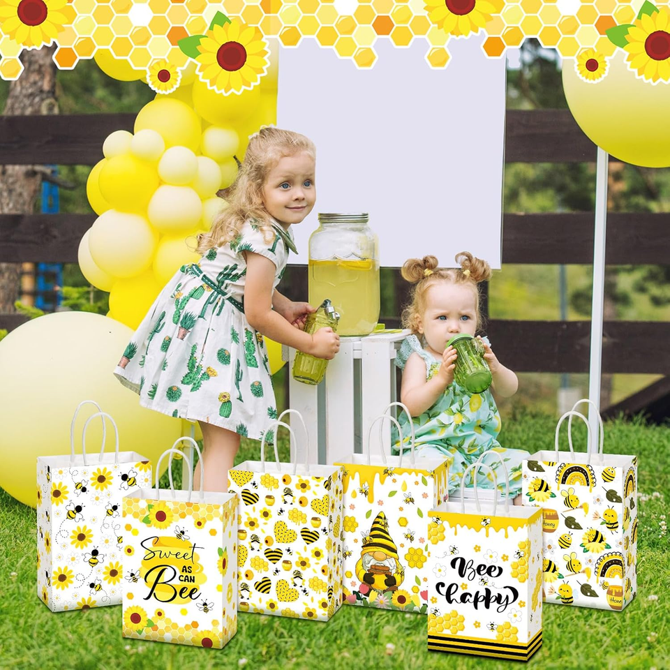 24 Pcs Honey Bee Gift Bags with Handles Bee Paper Candy Goodie Bags for ...