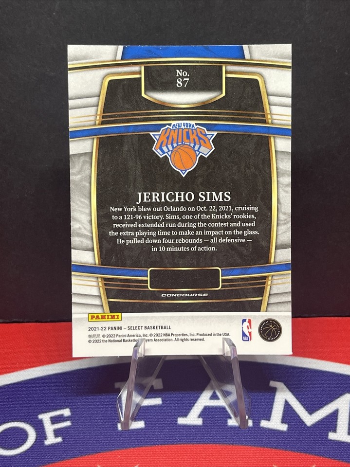 2021-22 Select Concourse Base Silver #87 Jericho Sims - New York Knicks ...