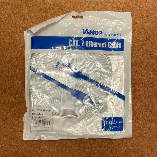 VEETOP Cat 7 SSTP Ethernet Flat Patch Cord Cable 25m / 82ft Meter LAN ...