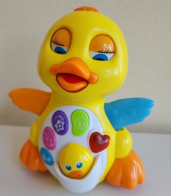 HuiLe Dancing Walking Yellow Duck Baby Toy with Music Lights Up ...