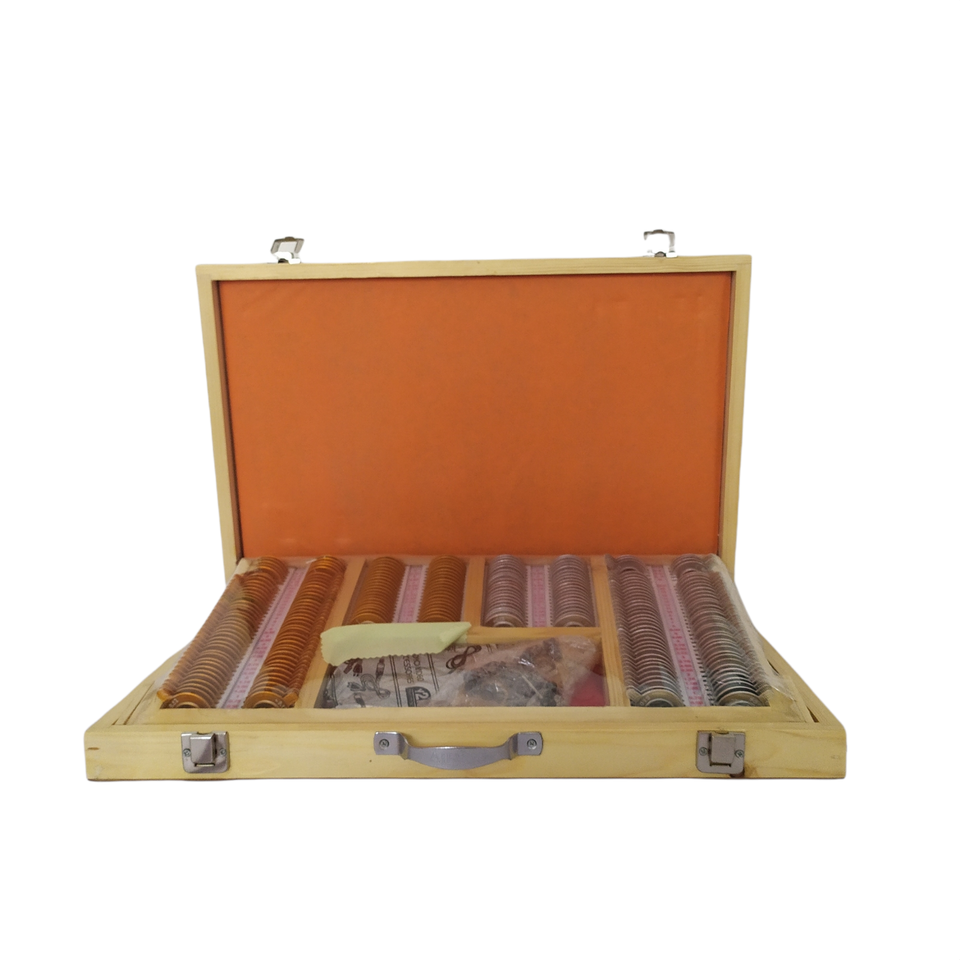 225 Pcs Refraction Box Trial Lens Set Wooden Case Optometry kit Free ...