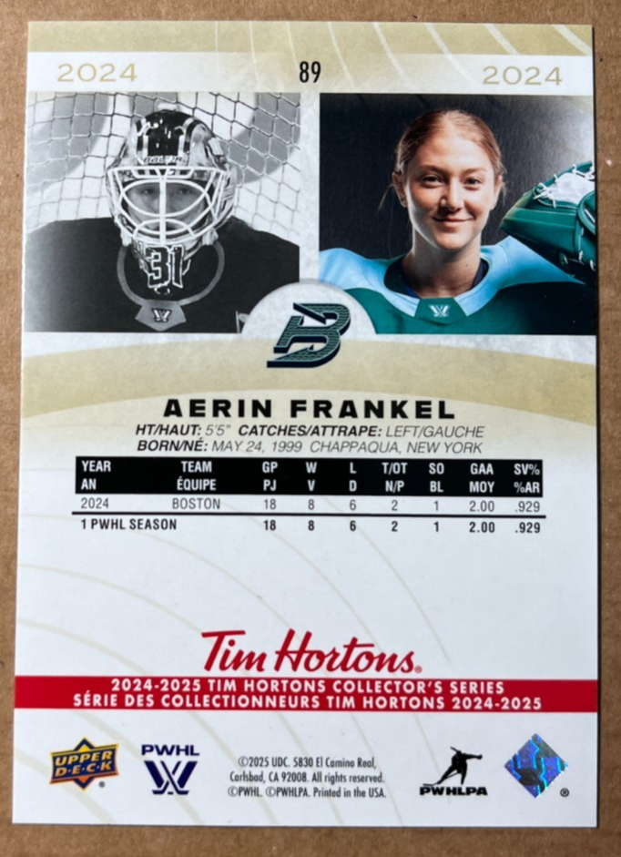 2024-25 Tim Hortons Aerin Frankel #89 Boston Fleet | eBay