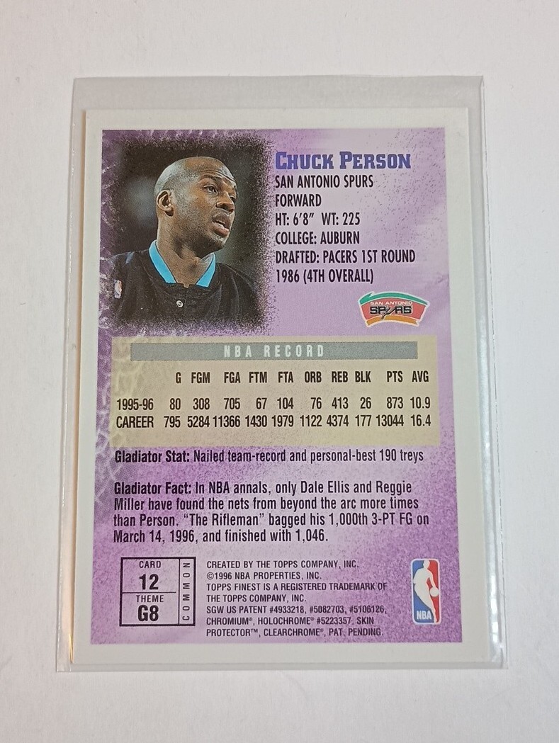 1996 Topps Finest Chuck Person Card #12 San Antonio Spurs | eBay