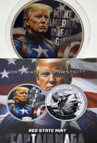 2024 CAPTAIN MAGA Red State Mint Trump 1 oz. Fine Silver Colorized ...