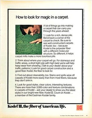 Kodel III Carpet Eastman Chemical Products Inc Kodak Vtg Magazine Print ...