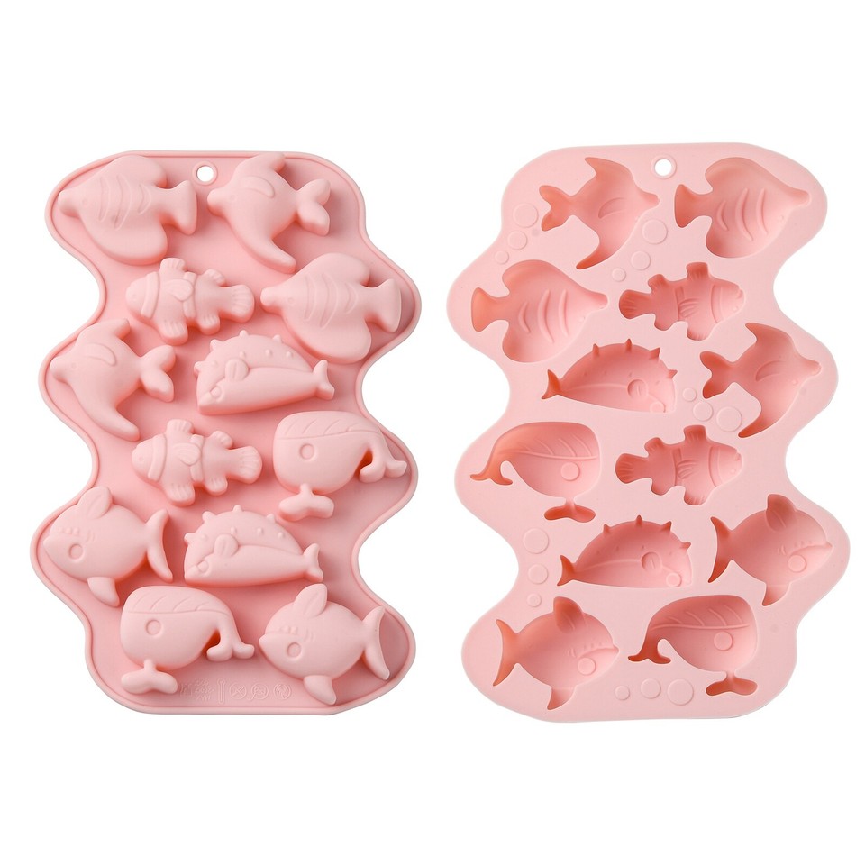 2x Fish Chocolate Molds Marine Fish Silicone Candy/Baking Molds for ...