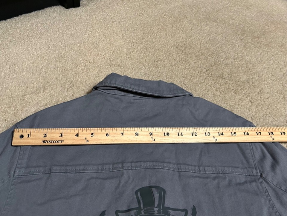 Disney HAUNTED MANSION Chore Jacket SMALL Men's GREY twill gray parks ...