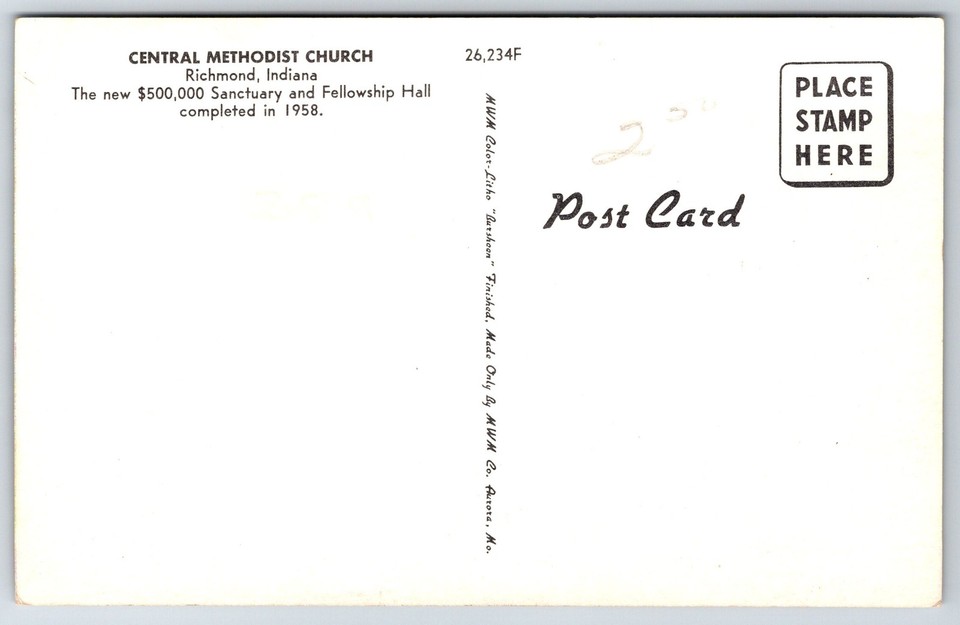 Richmond Indiana~Central Methodist Church~Sanctuary Fellowship Hall ...