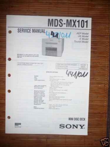 Service Manual sony MDS-MX101 Mini Disc Deck, Original | eBay