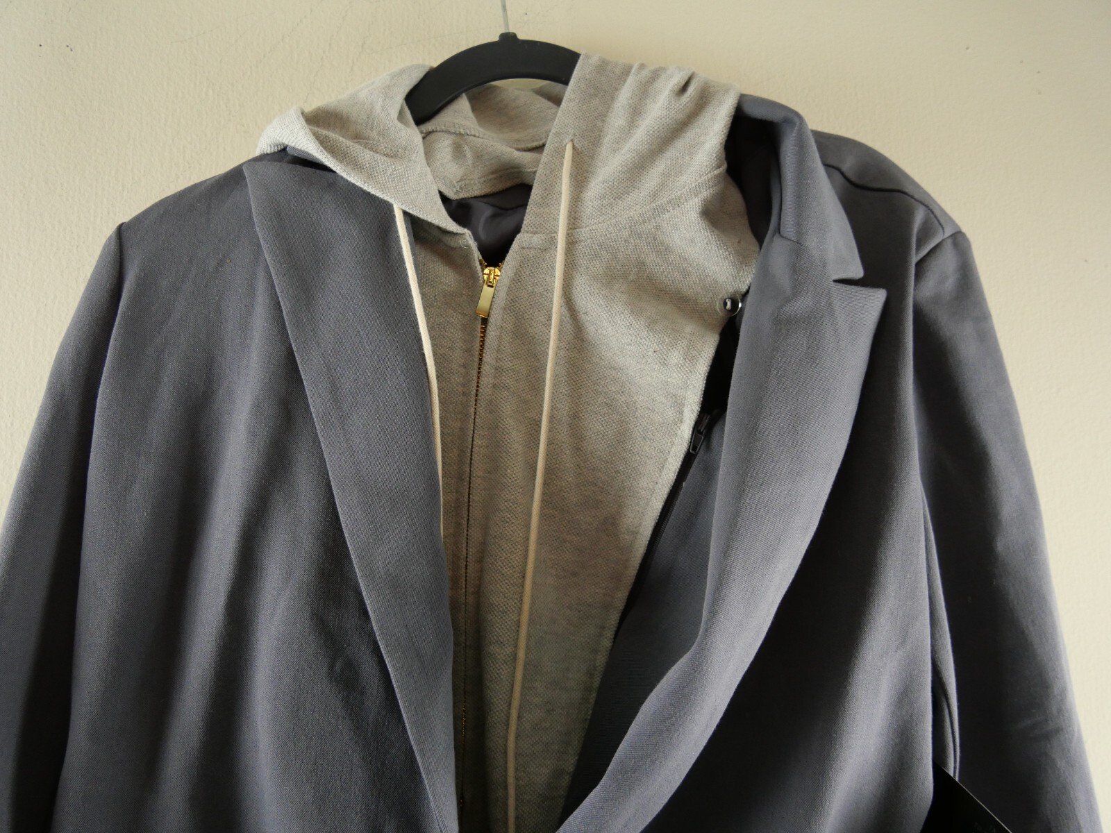 IMAN Women's M Gray Stretch Sports Jacket Blazer, Removable Hood ...