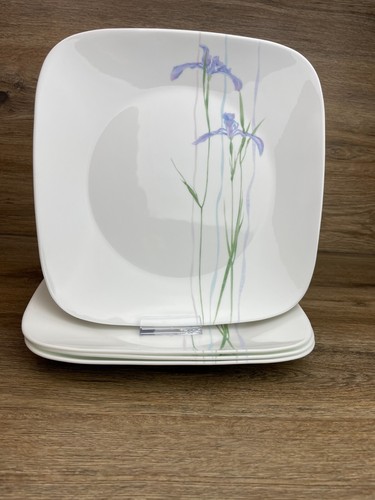 Vintage Corelle Shadow Iris Dinner Plates SET of 4 SQUARE 10 5/8” | eBay