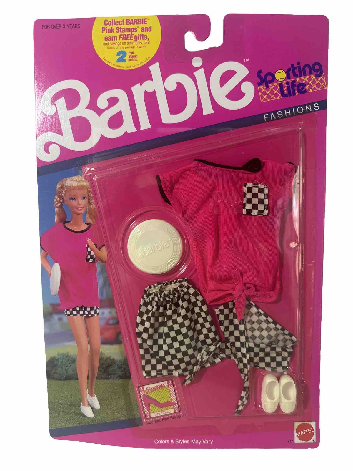 90’s Barbie Sporting Life Fashions Frisbee Disc Golf Pink Check Outfit ...