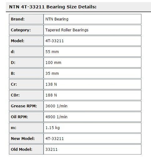1PC NTN 4T-33211 Tapered roller bearing 55x100x35mm | eBay