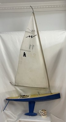 Vintage Mickey Finn RC Model Yacht W/ 1.3M High Sail, 1M Long Blue Aero ...