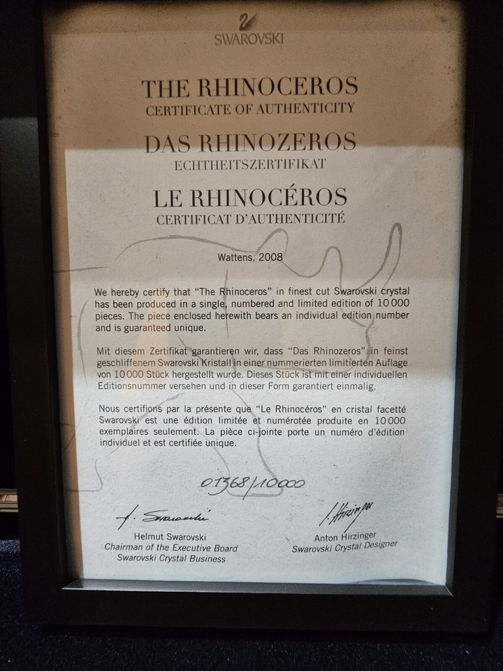 Swarovski Limited Edition 2008 Large "RHINOCEROS" 945461 Crystal ...