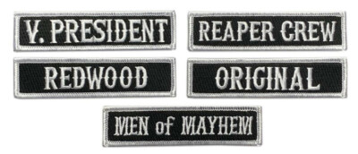 Officer Title Rank Vest Patches VP MC Biker Club Patch Set (5pc-iron on ...