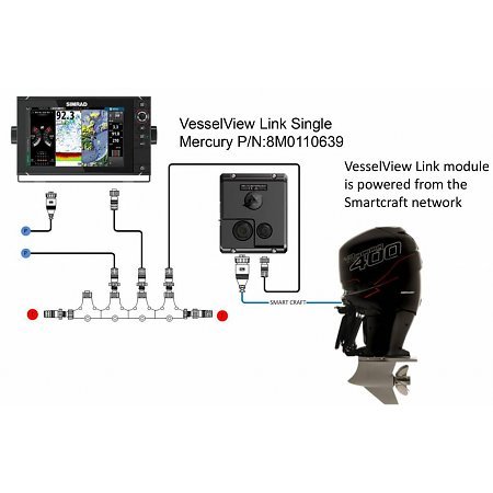 Mercury Marine Vessel View Link Single Engine to Lowrance or Simrad PN ...