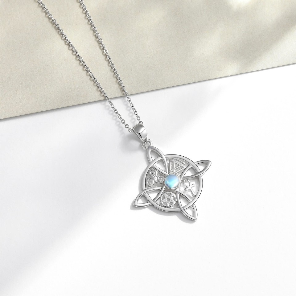 YAFEINI Sterling Silver Witches Knot Pendant Necklace - Celtic Cross ...