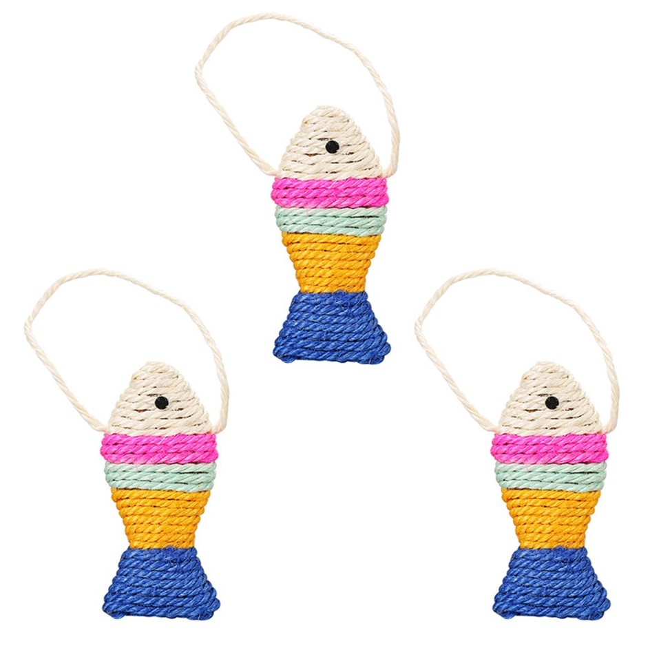 3PCS Pet Cat Sisal Toy Cat Fish Shape Grinding Claw Toy (Random Color ...