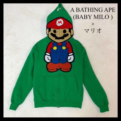 A Bathing Ape Bape Baby Milo X Super Mario Full Zip Hoodie Size M Green ...