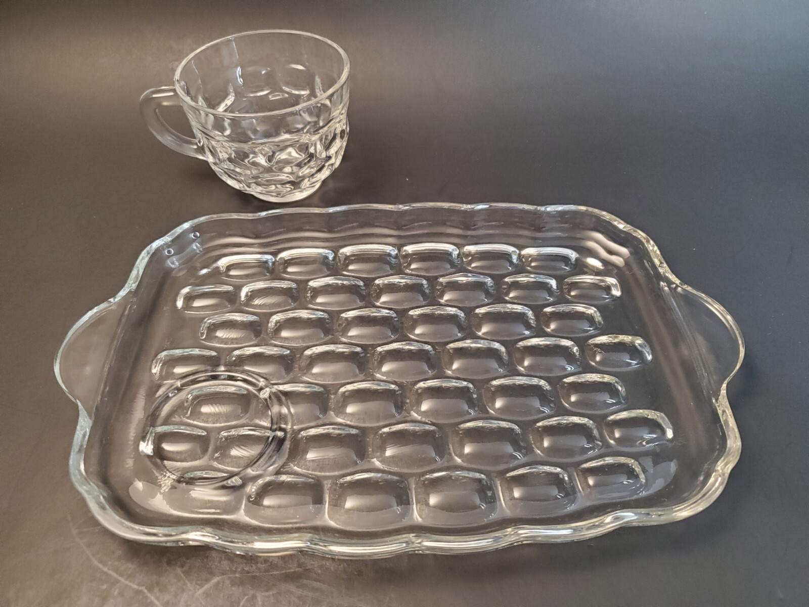 Federal Glass YORKTOWN Clear Snack Plate & Cup Set Mid-Century ...